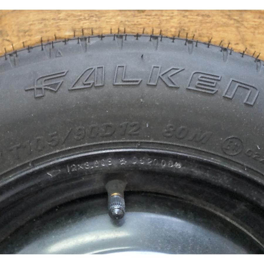 ダイハツ スペアタイヤ 1本 2008年製 FALKEN FK-090 T105/90D12 80M 12×3.00B 4H×100 ハブ径約53 ムーブ カスタム 中古 : NEW X ...