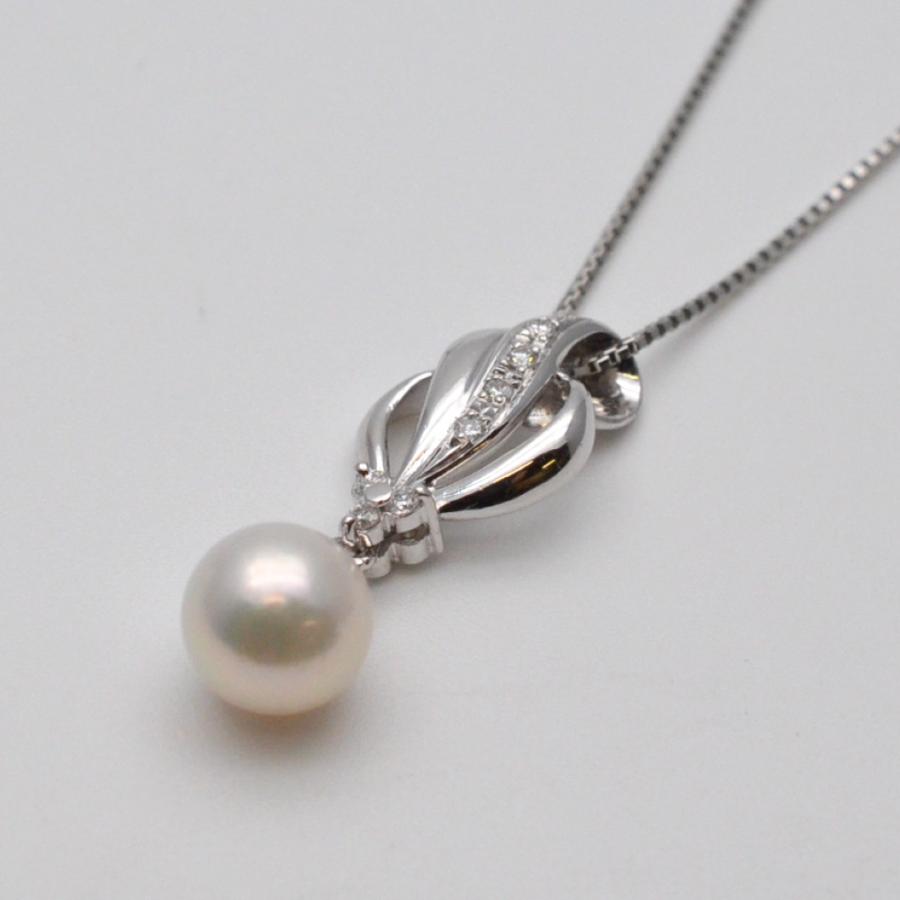 Pt850/Pt900 パール・ダイヤネックレス プラチナ ダイヤモンド0.08ct 約45cm(スライド式アジャスター) 約5.1g ジュエリー アクセサリー 【中古】 : かんてい局盛岡店 ...