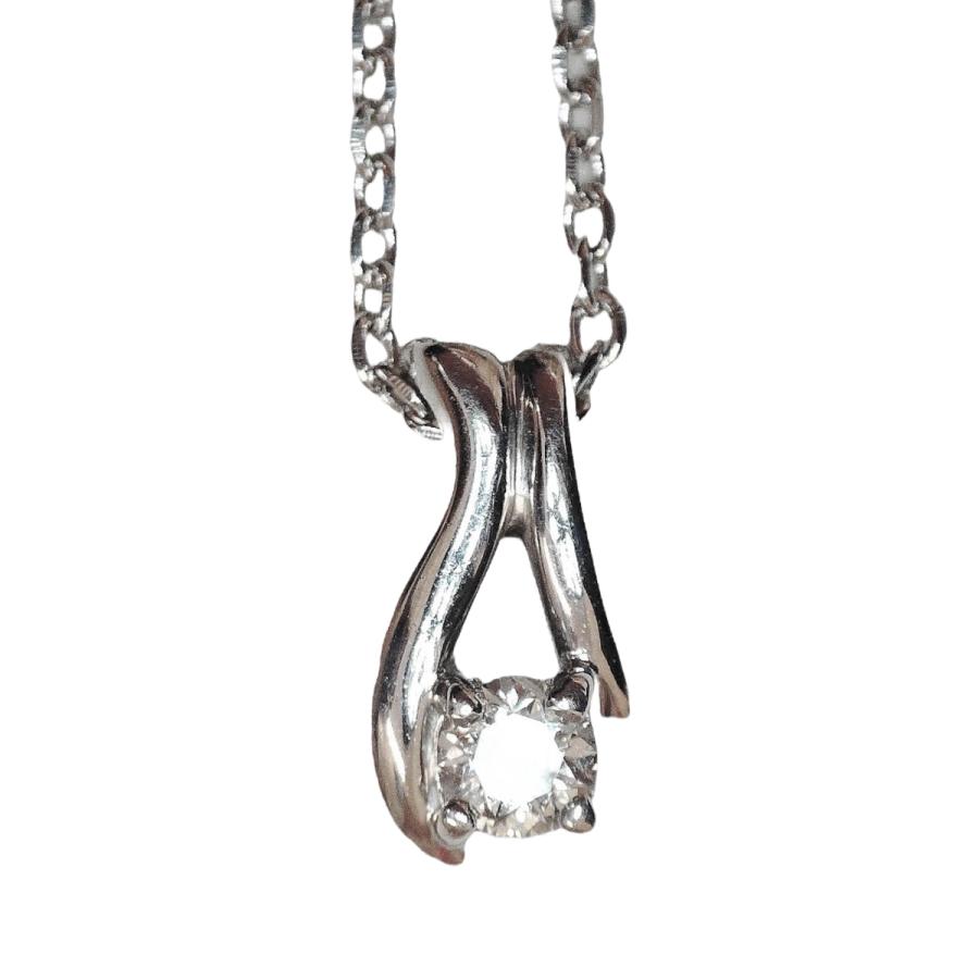 ダイヤモンド ネックレス K18 WG ホワイトゴールド アクセサリー レディース 0.1ct 40cm デザイン ペンダント あずきチェーン【中古】 : かんてい局市川インター店 - 通販 ...