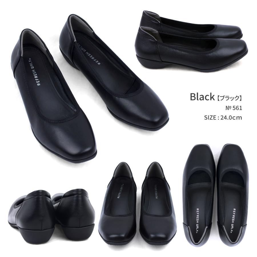 REFRESH WALK リフレッシュウォーク パンプス コンフォート スクエアトゥ ローヒール 3E 幅広 軽量 抗菌 防臭 屈曲 防滑 フォーマル 仕事 冠婚葬祭 レディース ...