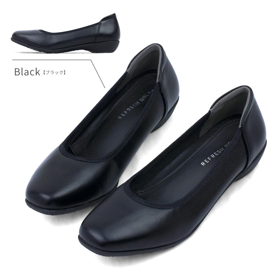REFRESH WALK リフレッシュウォーク パンプス コンフォート スクエアトゥ ローヒール 3E 幅広 軽量 抗菌 防臭 屈曲 防滑 フォーマル 仕事 冠婚葬祭 レディース ...