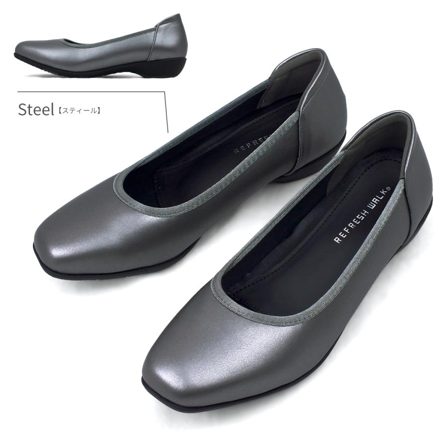 REFRESH WALK リフレッシュウォーク パンプス コンフォート スクエアトゥ ローヒール 3E 幅広 軽量 抗菌 防臭 屈曲 防滑 フォーマル 仕事 冠婚葬祭 レディース ...