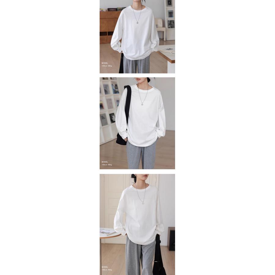 KAREI ロンT 綿100% レディース カットソー ティーシャツ 無地 長袖 Tシャツ ロング チュニック ビッグ ドルマン ルーズ 大きいサイズ きれいめ トップス : 夏黎 - 通販 ...