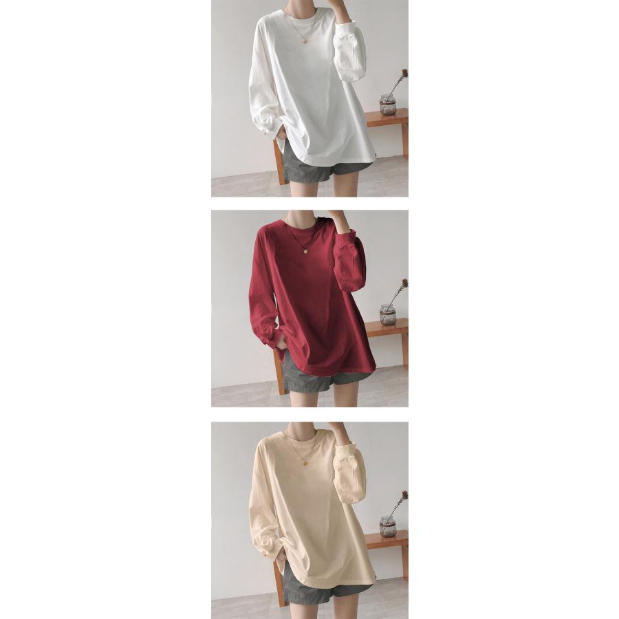 KAREI ロンT 綿100% レディース カットソー ティーシャツ 無地 長袖 Tシャツ ロング チュニック ビッグ ドルマン ルーズ 大きいサイズ きれいめ トップス : 夏黎 - 通販 ...