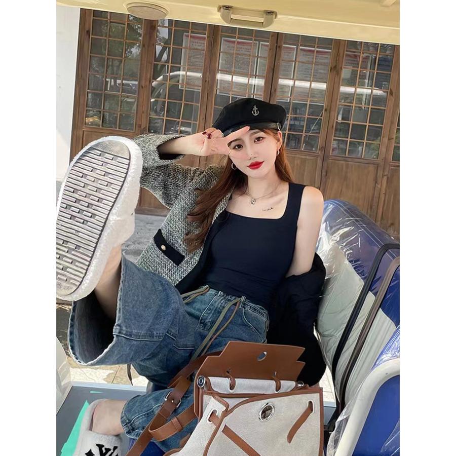 KAREI パット付きスクエアネックブラトップ カップつき タンクトップ インナー レディース : 夏黎 - 通販 - Yahoo!ショッピング