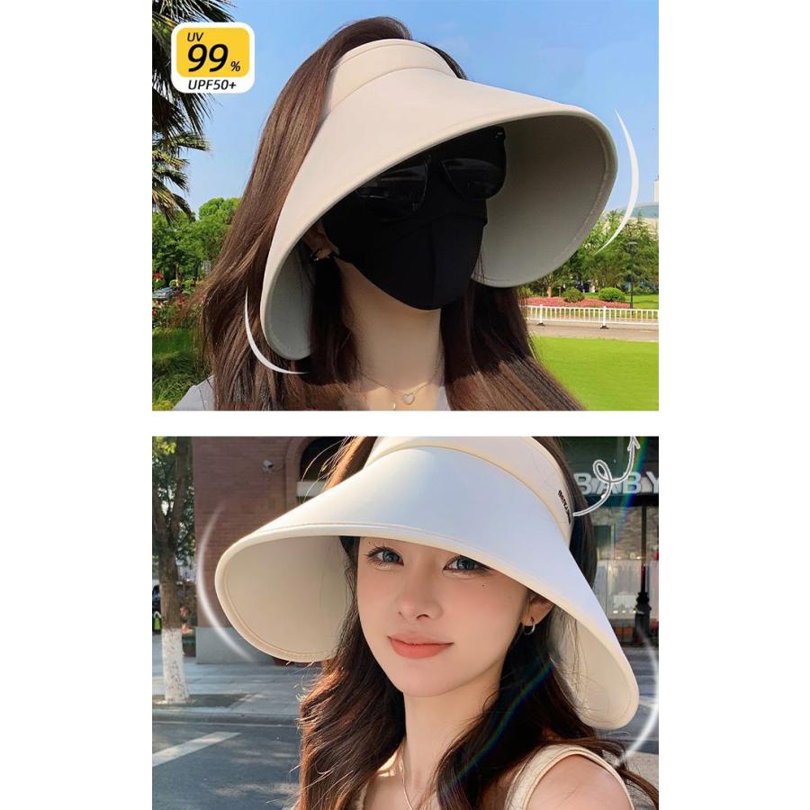 KAREI ツバ広サンバイザー 紫外線対策 熱中症対策 日焼け防止 日よけ UVカット レディース サンバイザー : 夏黎 - 通販 - Yahoo!ショッピング