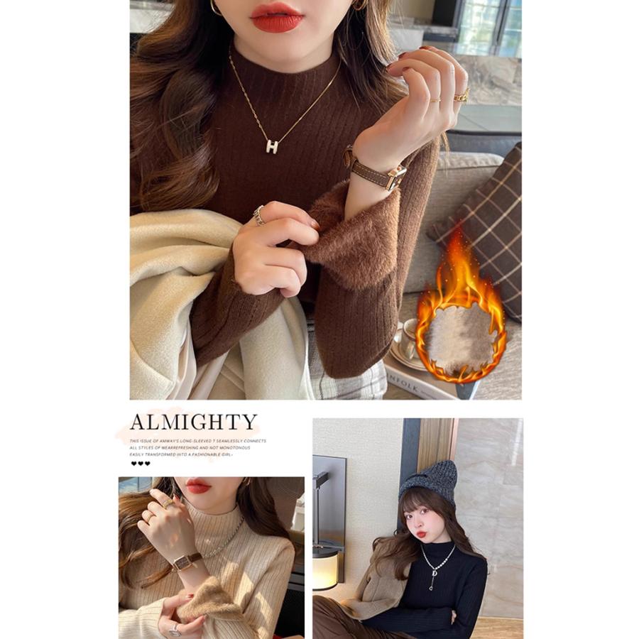 KAREI 裏起毛 ハイネック リブニットセーター 長袖 レディース リブ カットソー おしゃれ 暖かい シンプル : 夏黎 - 通販 - Yahoo!ショッピング