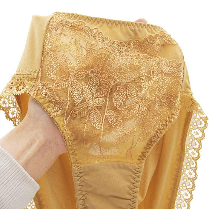 ショーツ レディース スタンダード レギュラー フルバック 透ける サラサラ レース 刺繍 上品 大きいサイズ 下着 春夏秋冬 黒 紫 赤 黄 緑 M L LL 3L 4L rs-007 ...