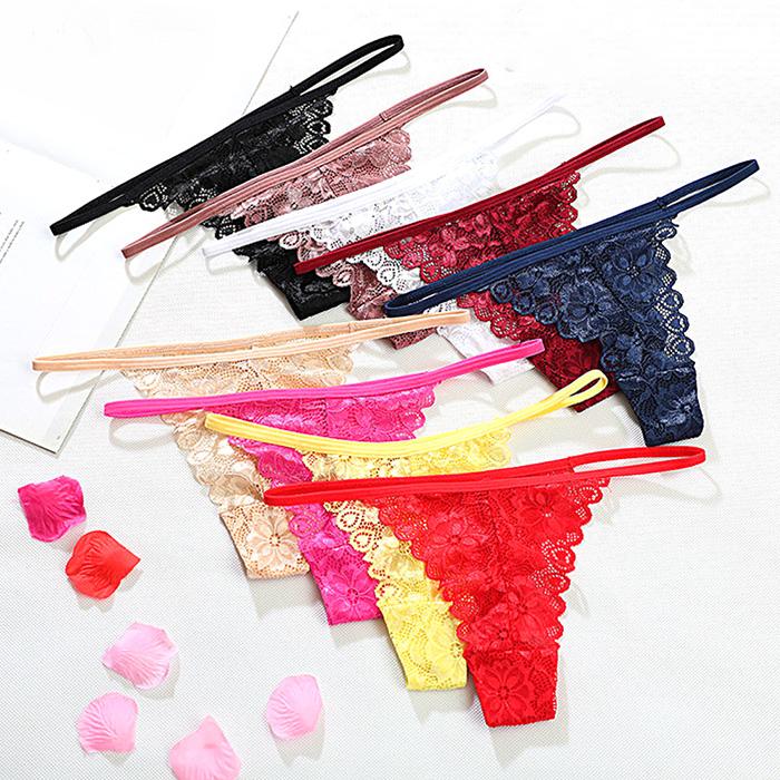 Tバック レディース ショーツ 総レース ストレッチ 透ける サイドストリング 腰ゴム 紐パン 小さいサイズ セクシー タンガ ソング 黒 白 赤 黄 紺 S M L rt-010 : rt ...