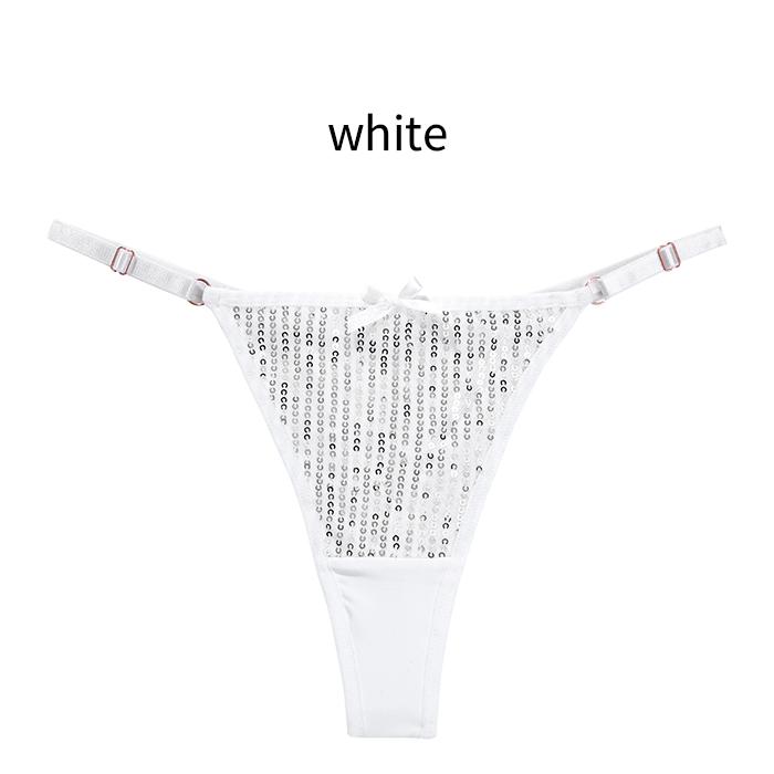Tバックショーツ レディース スパンコール リボン 前面キラキラデザイン アジャスター付き サイドゴム 調節可能 セクシー 下着 ランジェリー 黒 白 赤 青 rt-037 : Karly ...
