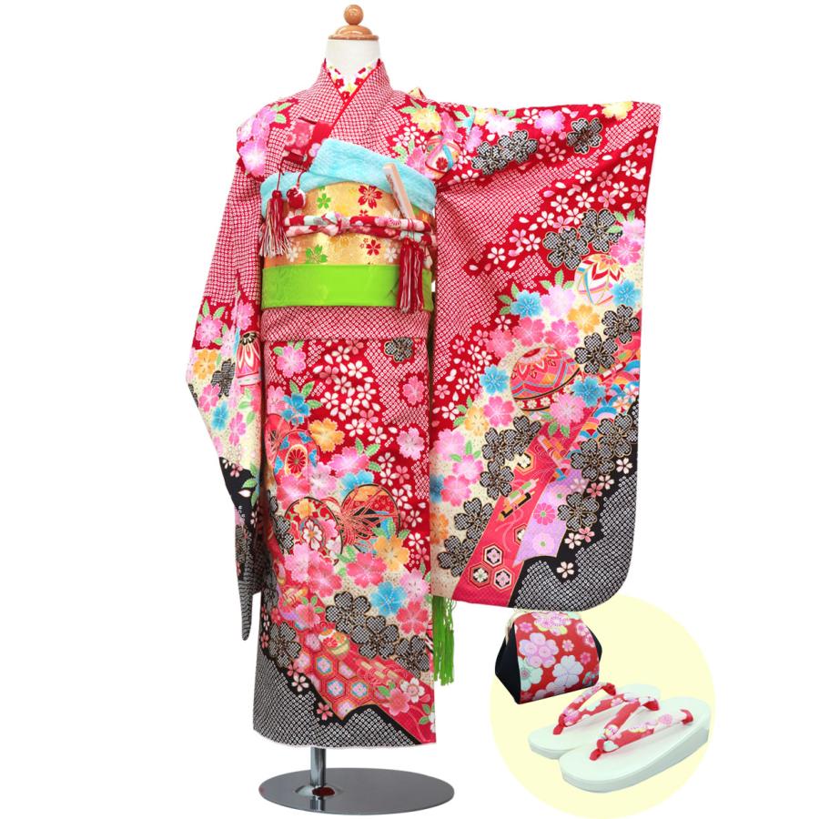 レンタル 七五三 着物 7歳 フルセット 女の子 七五三レンタル 着物セット 753 七歳 7才 セット 七五三参り 赤の疋田地に鞠の着物 : 京都かしきものYahoo!店 - 通販 ...