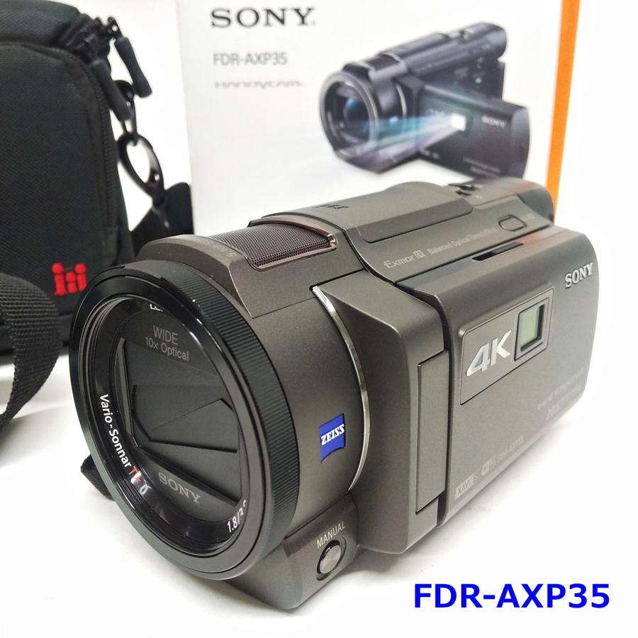 SONY 4K ハンディカム FDR-AXP35 高画質 ZEISS Vario-Sonnar T＊ ビデオカメラ プロジェクター機能 撮影 動画 2015年製 ソニー R2407-113 ...