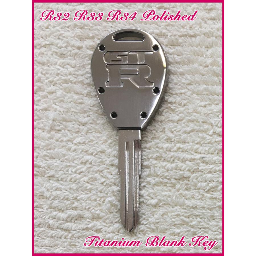 日産 スカイライン R32 R33 R34 GT-R GTR ロゴ 彫り込み ポリッシュ チタン ブランクキー 希少 メーカー欠品中 入手困難 ...