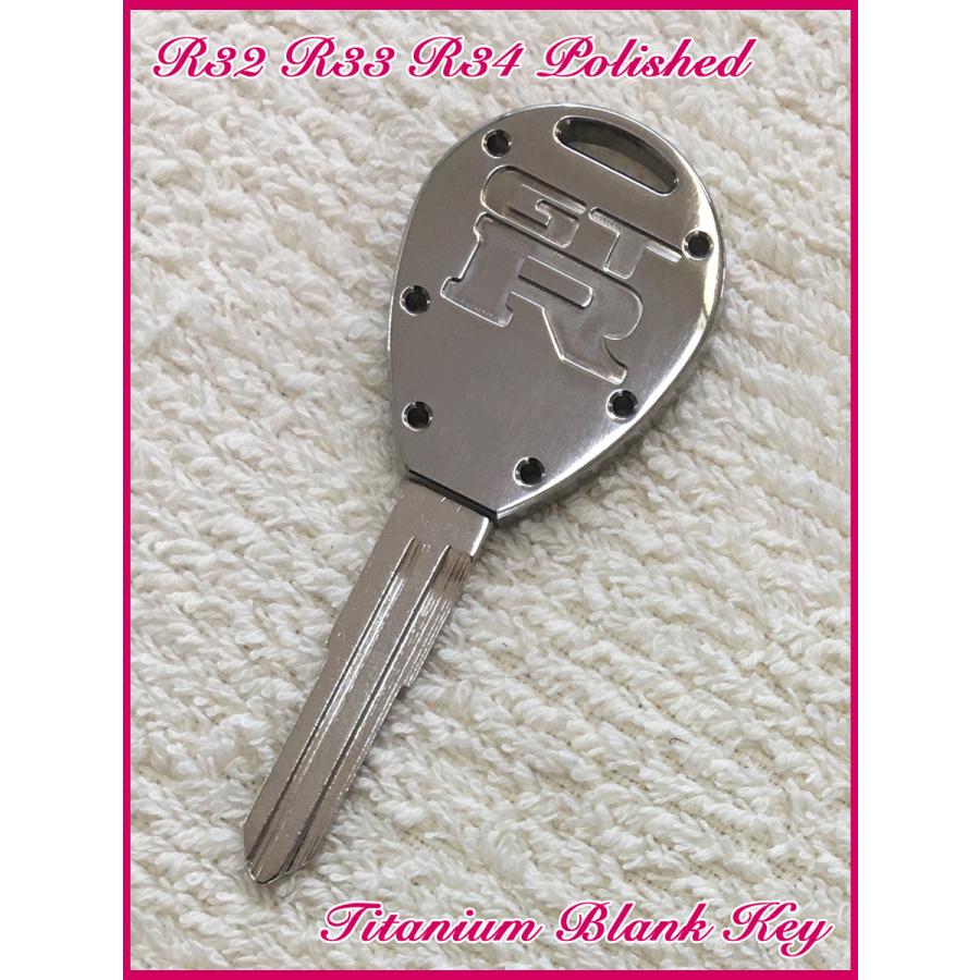 日産 スカイライン R32 R33 R34 GT-R GTR ロゴ 彫り込み ポリッシュ チタン ブランクキー 希少 メーカー欠品中 入手困難 ...