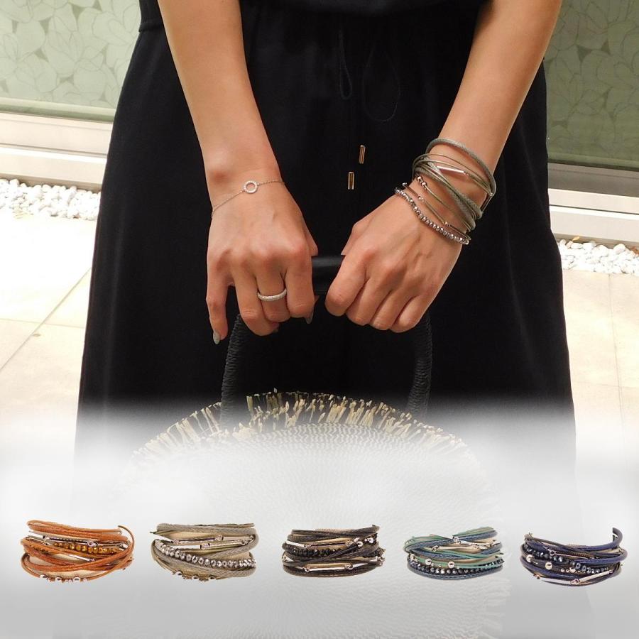 レザー＆ビーズブレスレット レディース アクセサリー ブレスレット レザーブレスレット ブレス レザーブレス シルバー ビーズ 革 皮 手元 手元コーデ おしゃ… : KateMate(ケイ ...