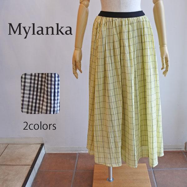 MyLanka（ミランカ） シアーチェックスカート ロングスカート フレアースカート 透け感 M20107 送料無料 新作春夏物 洗濯機可能 ...