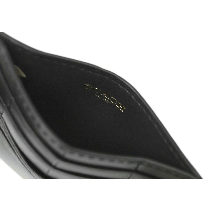 COACH 新品同様 コーチ カードケース 26008-BLK メンズ 薄型 スリム フラット 名刺入れ クロコ エンボスド レザー ブラック ...