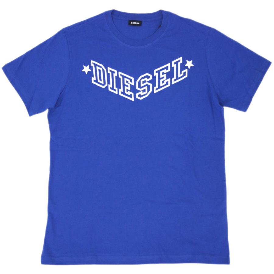 DIESEL 未使用 ディーゼル 半袖Tシャツ メンズ トップス Tシャツ 丸首 ロゴ コットン 100％ ブルー 青 Sサイズ 30307 ...