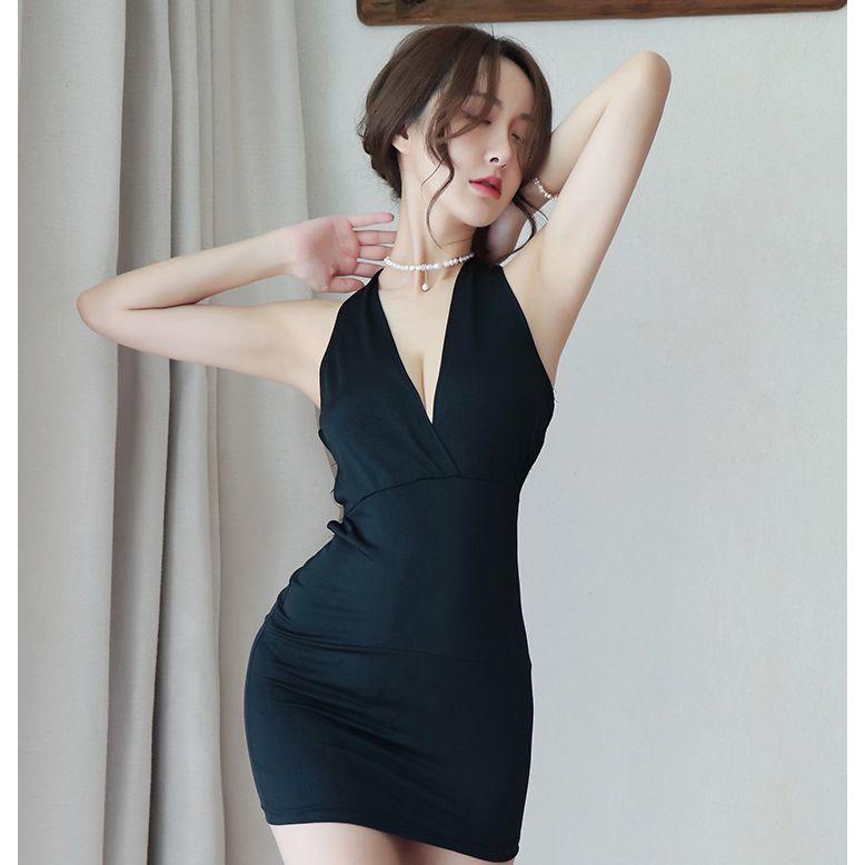 セクシーコスチューム コスプレ ボディコン風 ワンピース ミニ丈 タイト Vネック ホルターネック 背中見せ 背中開き 大人 ...