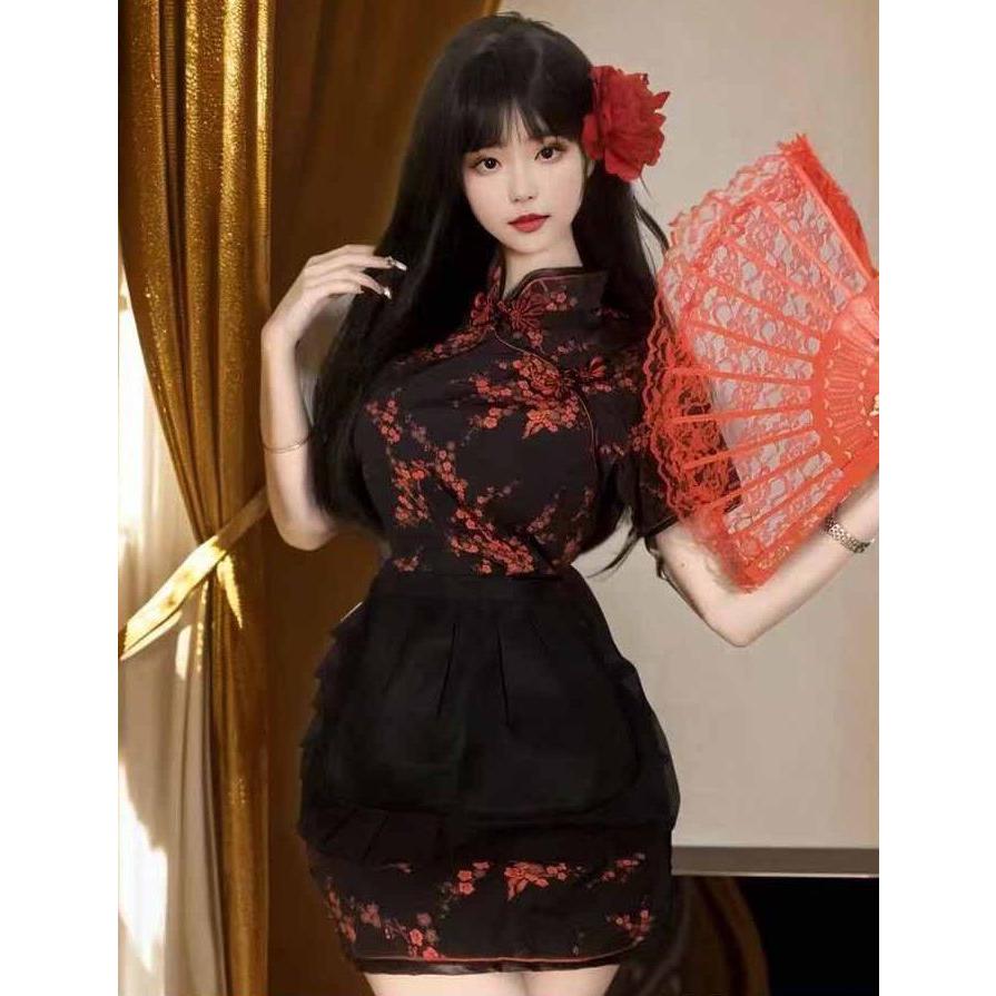 コスプレ衣装 3点セット レディース チャイナ服 エプロン Tバックショーツ チャイナドレス ミニスカート セクシー コスプレ コスチューム 仮装 セ : KAWAeMON - 通販 ...