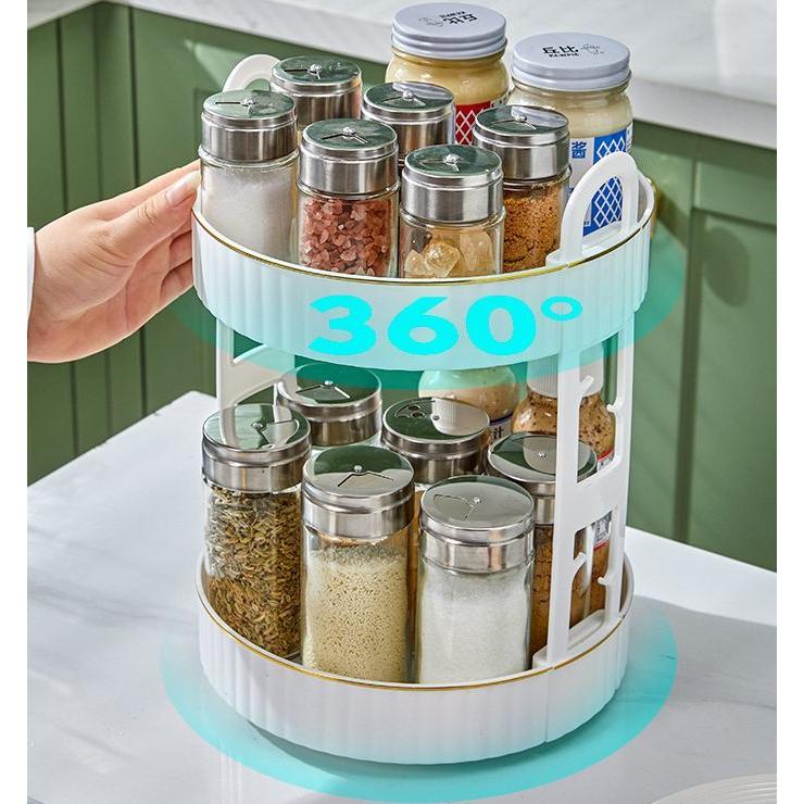 インテリアトレイ アクセサリートレイ 小物入れ 2段 360度回転 卓上 円形 丸型 ラウンド型 収納 整理 おしゃれ かわいい 調味料 化粧品 香水 : gds-48477-1 ...