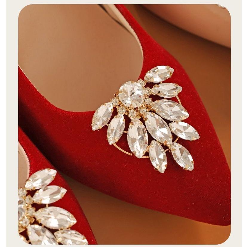 シューズクリップ 同種2個セット 1足分 パンプス レディース シューズアクセサリー 靴飾り ラインストーン ビジュー きれい かわいい キラキラ 結 : KAWAeMON - 通販 ...