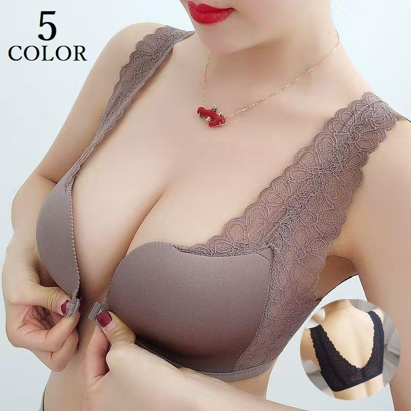 ブラジャー レディース ノンワイヤー 3/4モールドカップ レース 脇高 下着 ランジェリー インナー 3D立体 響きにくい シンプル 上薄 ...