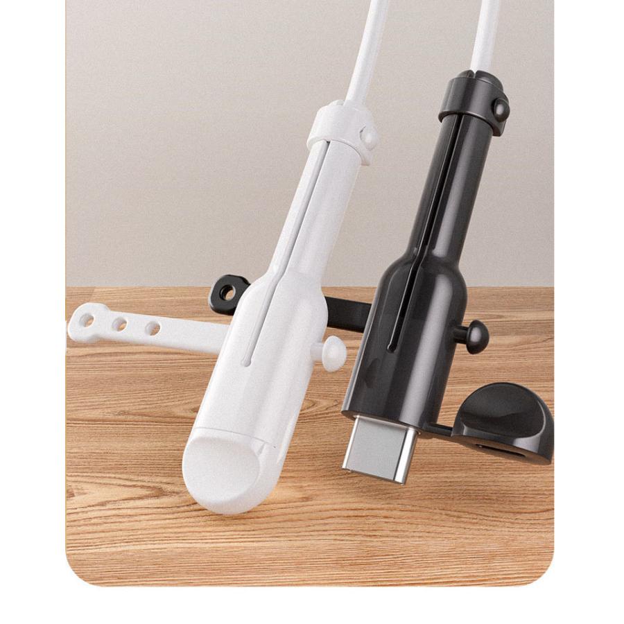 充電ケーブル バンド付き 変換 USB typeA typeC キャップ付き スマホ用品 ライトニングケーブル ホワイト ブラック ベージュ ピンク : KAWAeMON - 通販 ...