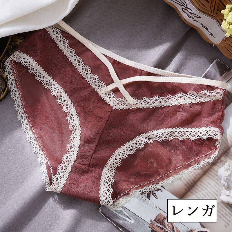 スタンダードショーツ パンツ レディース 女性 婦人 パンティー フルバック 女性下着 肌着 ショーツ 紐 クロス レース シームレス 透け感 V字 : KAWAeMON - 通販 ...