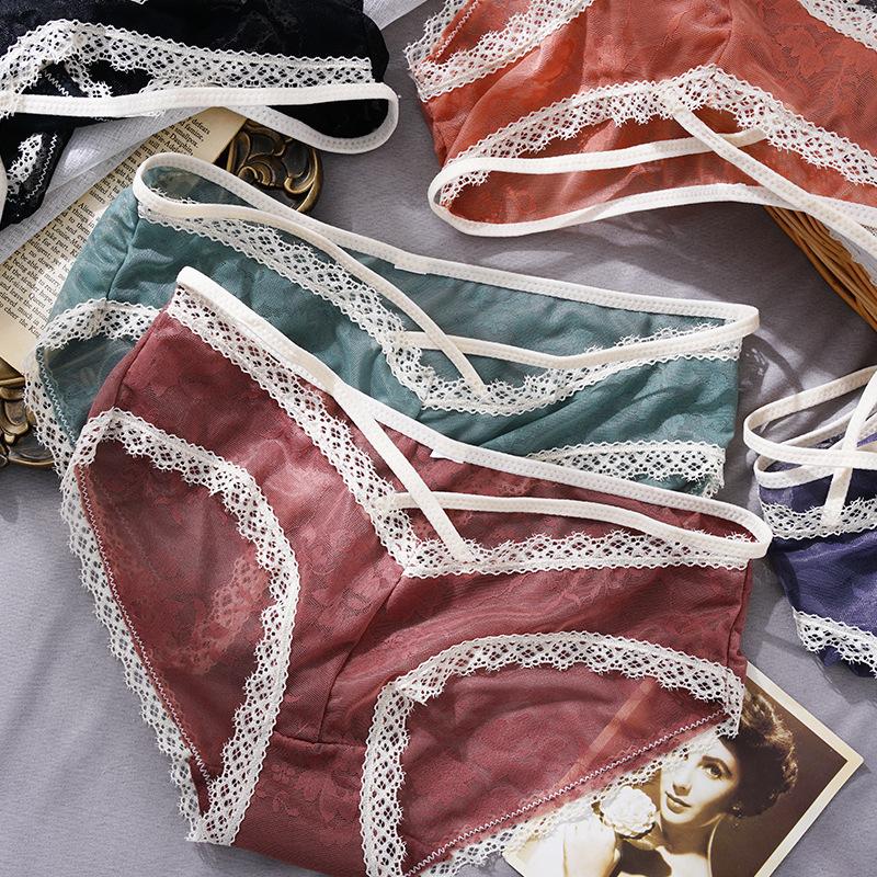 スタンダードショーツ パンツ レディース 女性 婦人 パンティー フルバック 女性下着 肌着 ショーツ 紐 クロス レース シームレス 透け感 V字 : KAWAeMON - 通販 ...