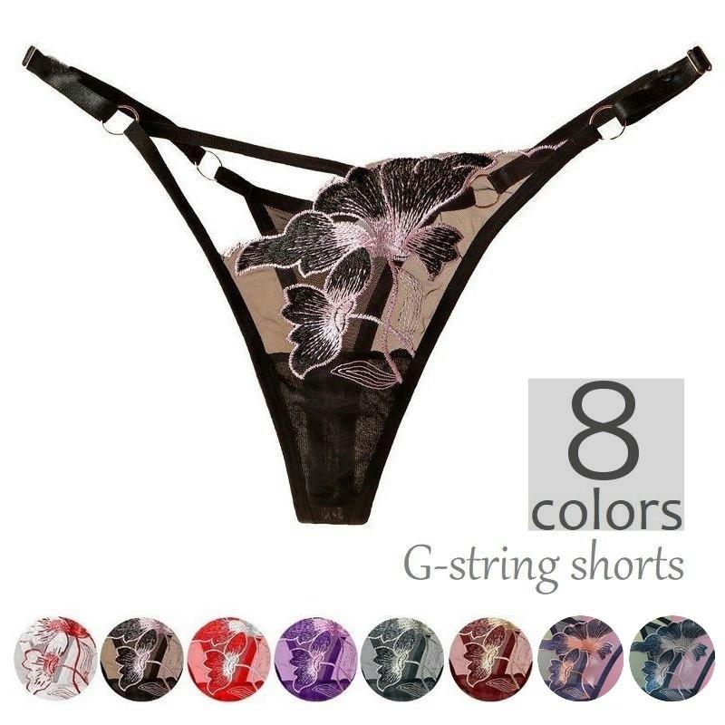 Gストリング Tバックショーツ レディース パンティ インナー 刺しゅう レース シアー 紐パン 女性用 下着 アンダーウエア セクシー 透かしレース : KAWAeMON - 通販 ...