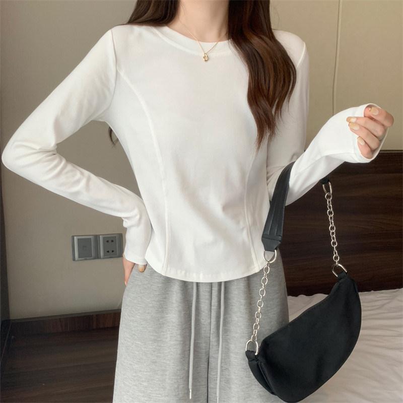 カットソー レディース 女性 トップス 長袖 丸首 ラウンドネック クルーネック プルオーバー 無地 カーキ ホワイト ブラック シンプル フェミニン : KAWAeMON - 通販 ...