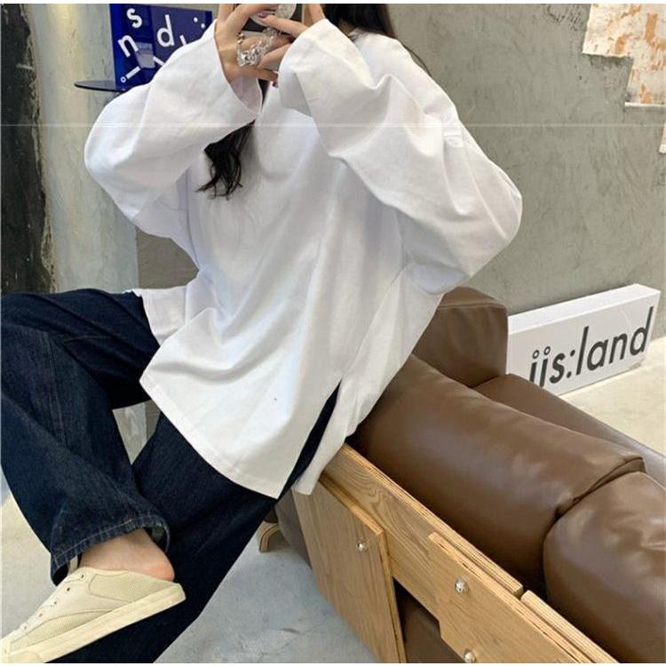 チュニック 長袖 ロングTシャツ カットソー オーバーサイズ ビッグシルエット レディース 女性 トップス 大きいサイズ ゆったり 無地 シンプル お : KAWAeMON - 通販 ...