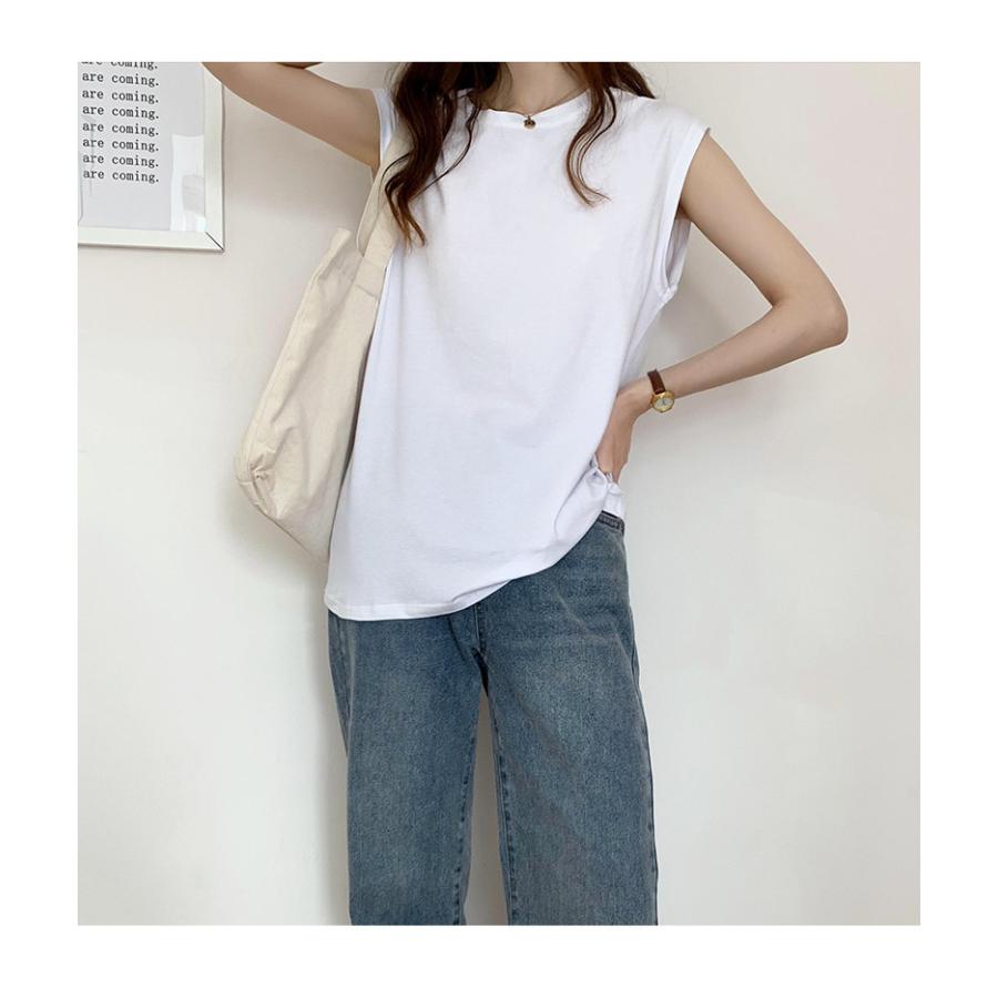 カットソー ノースリーブ Tシャツ トップス プルオーバー レディース 女性 シンプル 無地 おしゃれ カジュアル 大きいサイズ クルーネック ラウン :top-16005:KAWAeMON ...