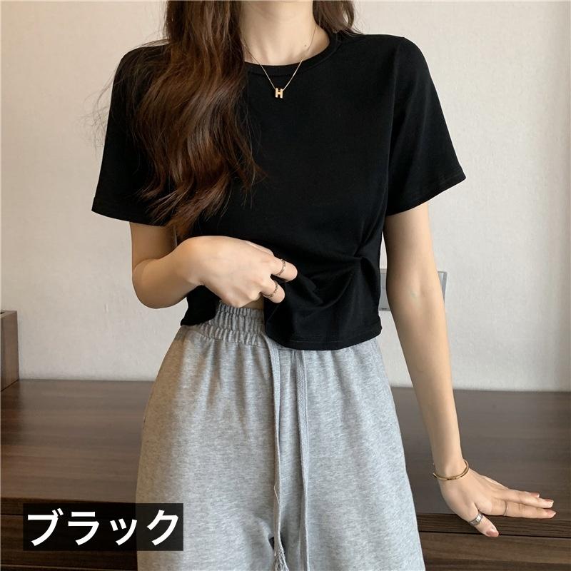 カットソー 半袖 Tシャツ レディース 女性 トップス ラウンドネック 無地 単色 シンプル サイド絞り 着回し 婦人服 : KAWAeMON - 通販 - Yahoo!ショッピング