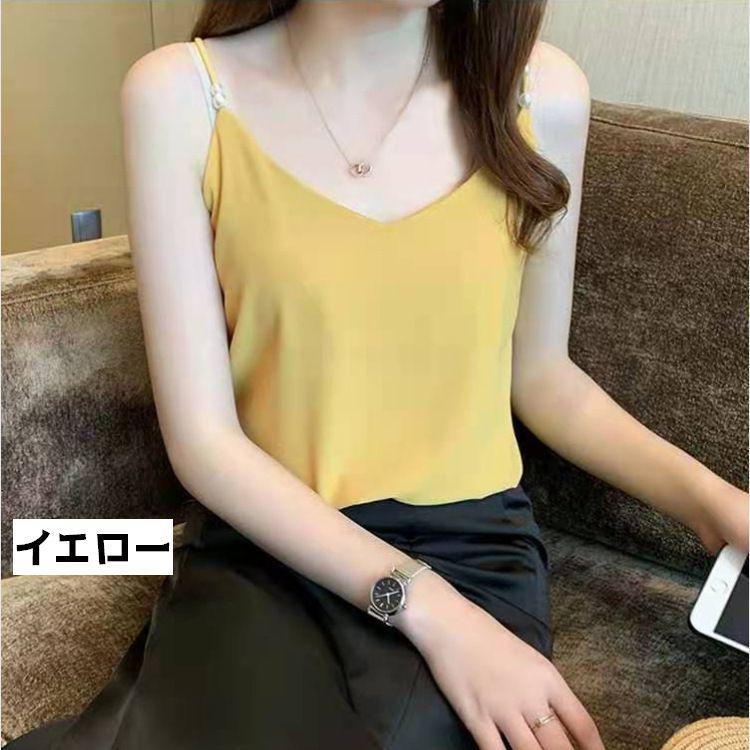 キャミソール トップス レディース 女性 婦人服 Vネック ノースリーブ シンプル カジュアル おしゃれ 着回し : KAWAeMON - 通販 - Yahoo!ショッピング