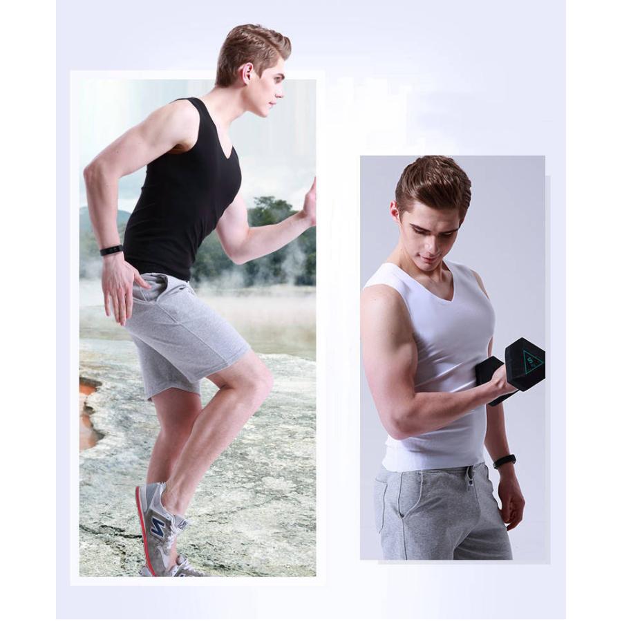 タンクトップ メンズ トップス Vネック ラウンドネック 大きめ ホワイト ブラック グレー ブルー シンプル 伸縮性 : KAWAeMON - 通販 - Yahoo!ショッピング