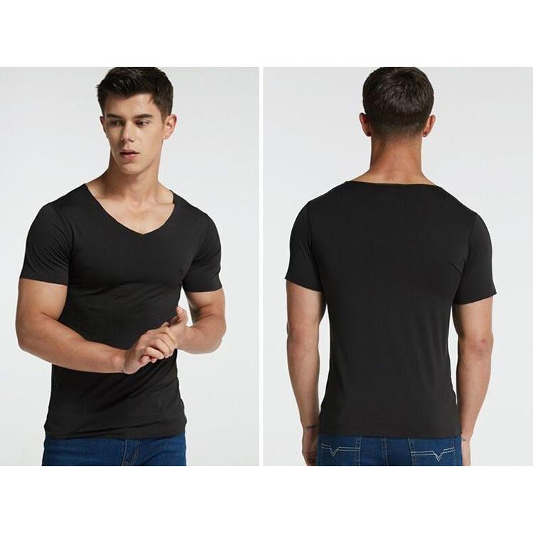 Tシャツ カットソー 半袖 メンズ トップス インナー 大きいサイズ スリム Vネック 無地 シンプル 薄手 通気性 響きにくい : KAWAeMON - 通販 - Yahoo!ショッピング