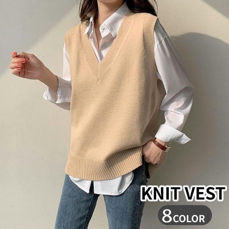 ベスト ニット レディース 女性用 トップス Vネック プルオーバー 無地 セーター 体型カバー ゆったり おしゃれ シンプル カジュアル 可愛い お : KAWAeMON - 通販 ...