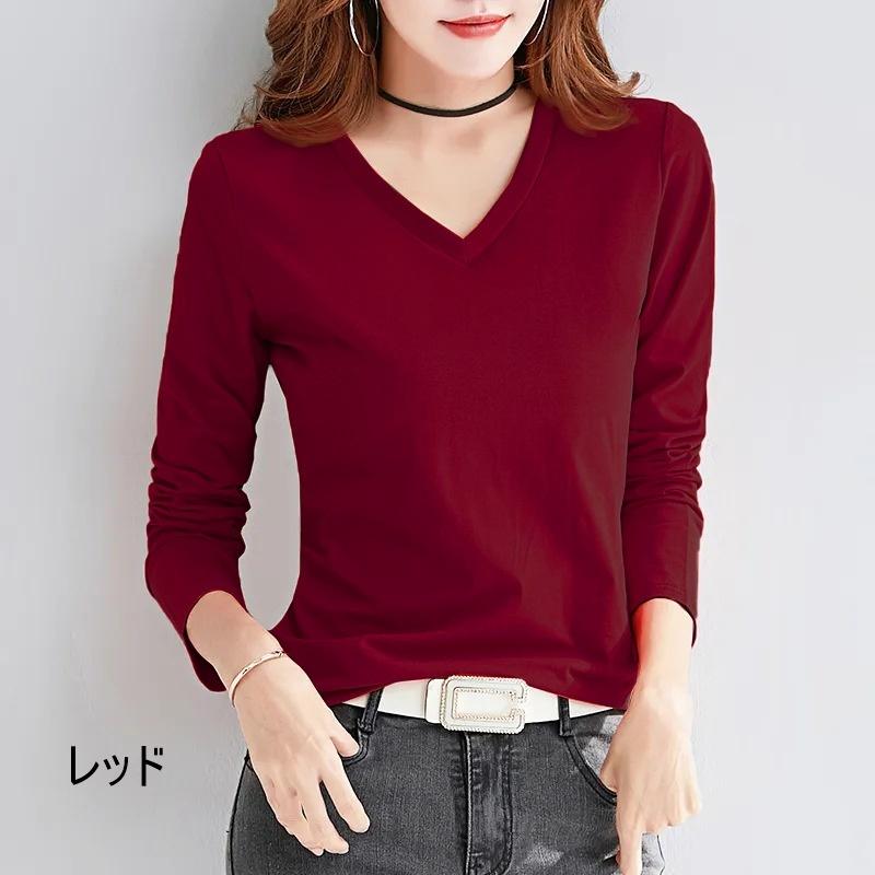 カットソー レディース 女性 婦人 大きいサイズ トップス 長袖 Vネック 無地 単色 シンプル かわいい おしゃれ 上品 大人女子 : KAWAeMON - 通販 - Yahoo!ショッピング