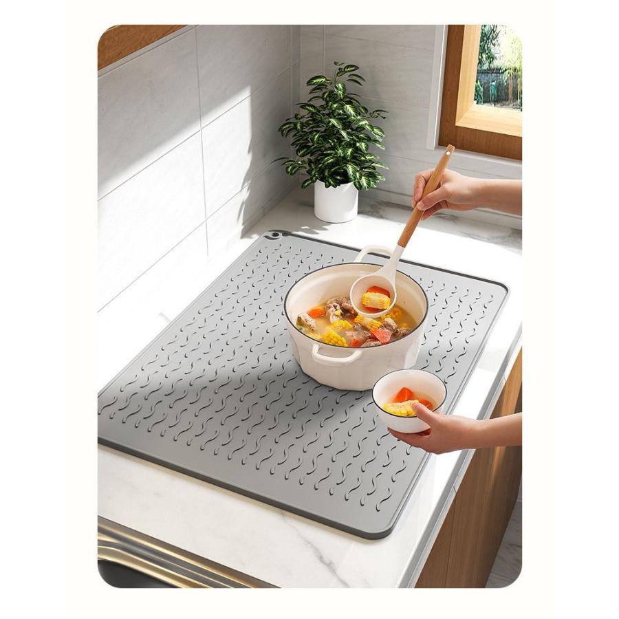 水切りマット 水切りカゴ 水切りラック 鍋敷き コースター ランチョンマット マット キッチン 日用品 台所用品 シンク キッチン整理用品 シリコン : KAWAeMON - 通販 ...