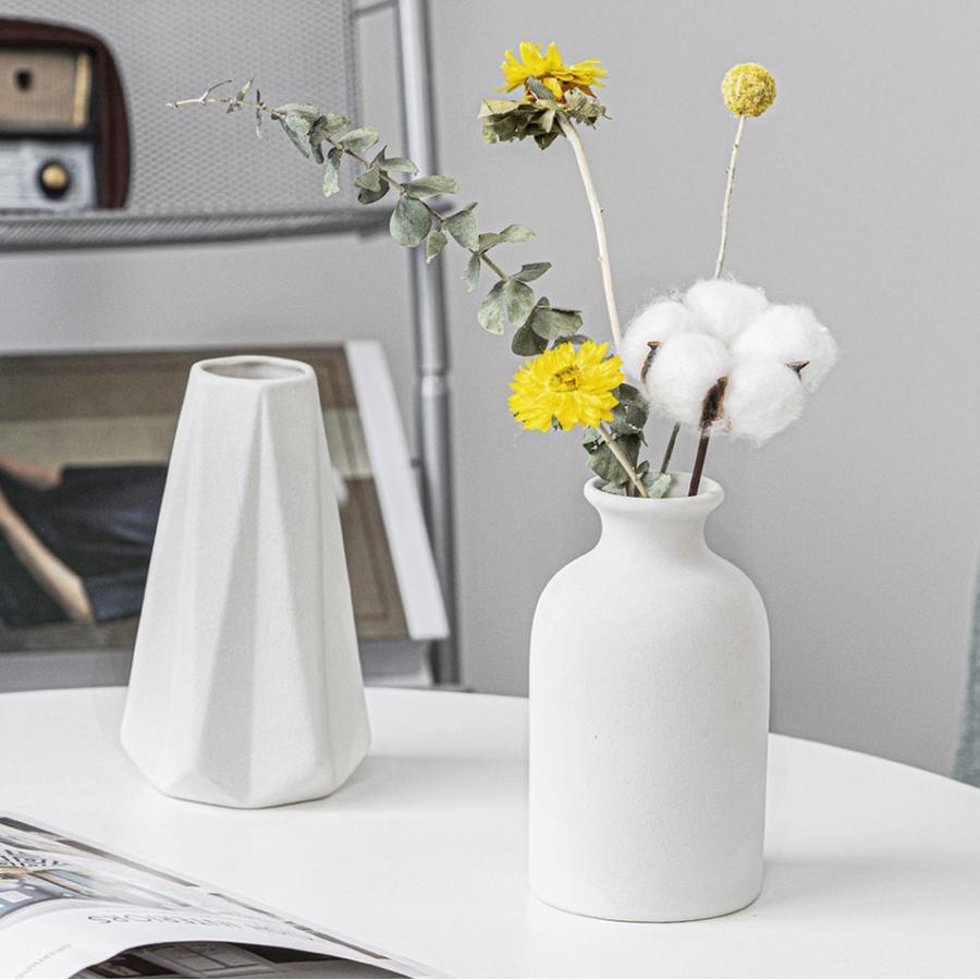 フラワーベース 花瓶 花びん 花器 セラミック 陶器 インテリア ホワイト おしゃれ シンプル 卓上 無地 装飾 リビング 玄関 : KAWAeMON - 通販 - Yahoo!ショッピング