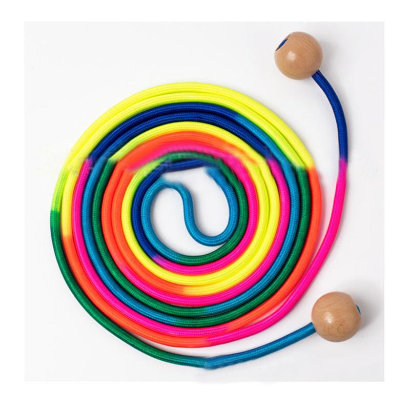 長なわ 5m なわとび 子供 大縄跳び 長縄跳び 透明 木製グリップ ボール型 カラフル レインボー おしゃれ かわいい 練習 運動 外遊び ジャンプ : KAWAeMON - 通販 ...