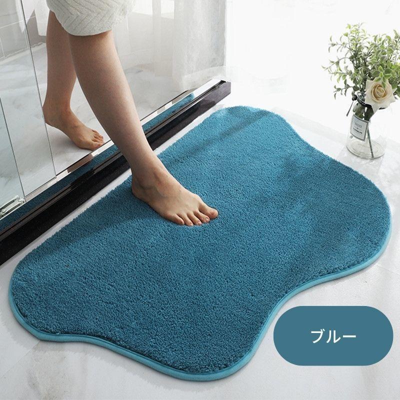 バスマット 足ふきマット フロアマット 速乾 吸水 快適 大判 玄関 トイレ 浴室 リビング ベッドルーム 滑り止め ふわふわ ふかふか シンプル お : zak-27004 ...