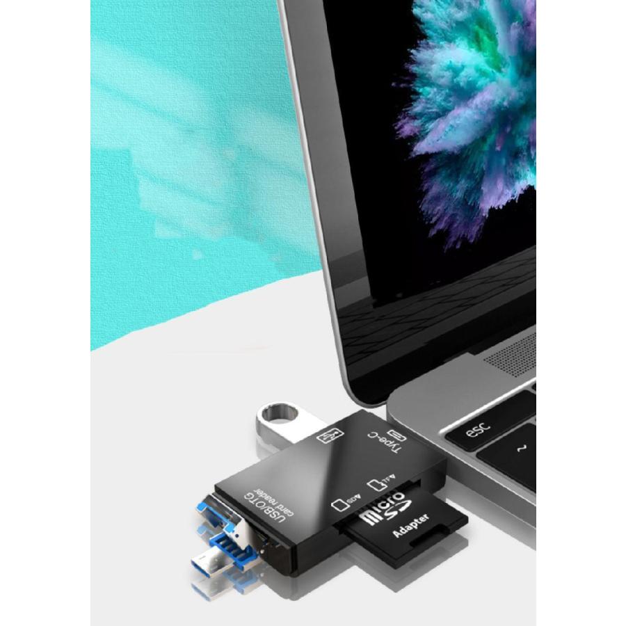 多機能カードリーダー 3口 PC用アクセサリー Type-C SDカード USBメモリ MicroSD Type-B MicroUSB対応 ブラック : zak-36977 ...