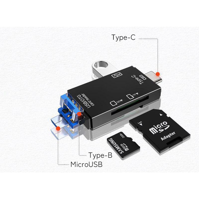 多機能カードリーダー 3口 PC用アクセサリー Type-C SDカード USBメモリ MicroSD Type-B MicroUSB対応 ブラック : zak-36977 ...