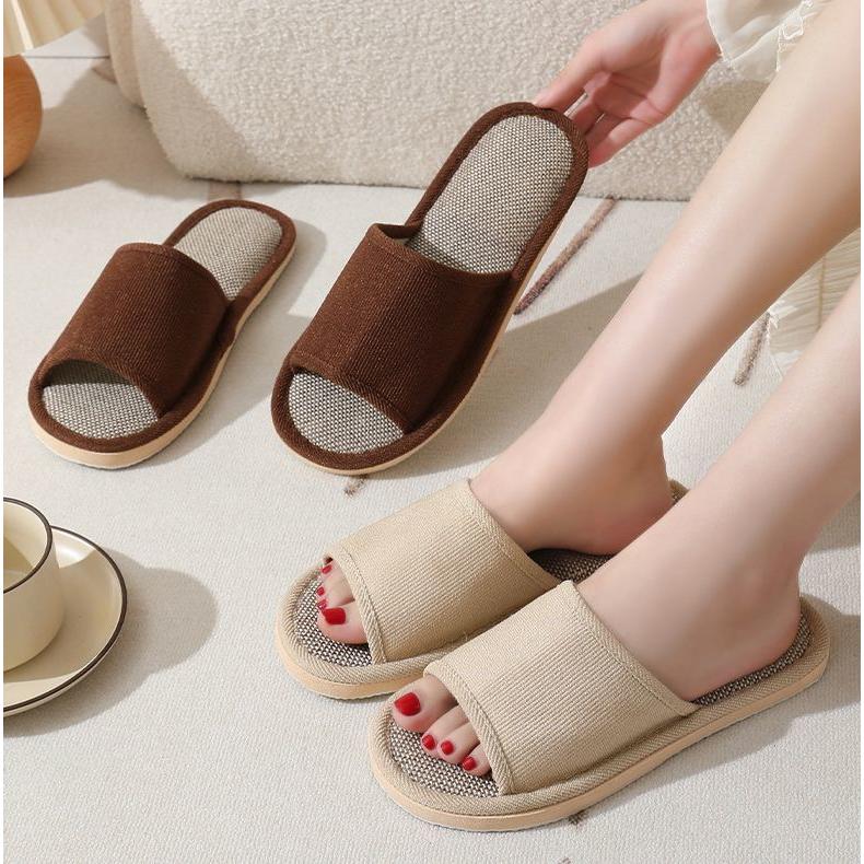 スリッパ 前開き 無地 ブラウン オフホワイト レディース 女性 メンズ 男性 フラット 室内 ルーム シューズ シンプル カジュアル 普段使い 来客 : zak-45301-1 ...