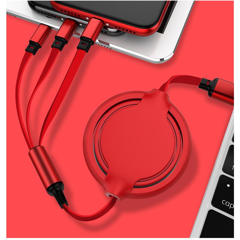 USBケーブル 3in1 コードリール式 充電ケーブル 120cm 3種コネクタ スマホ モバイル機器 iPhone用 Android用 Micro : KAWAeMON - 通販 ...