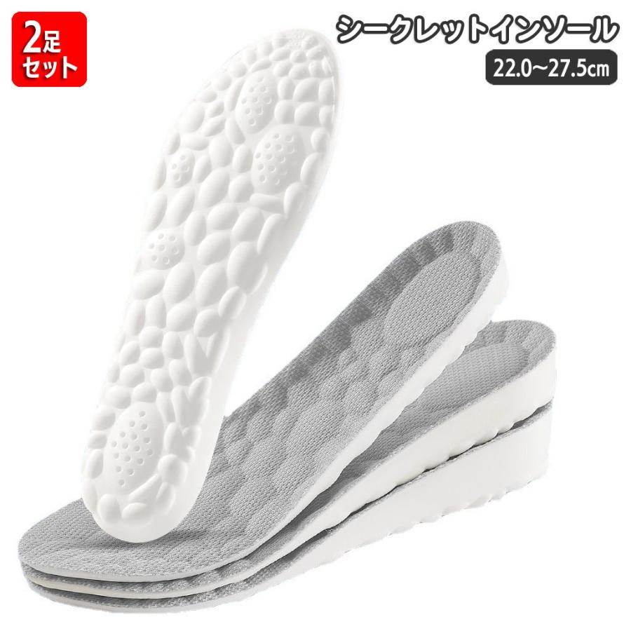 シークレットインソール 中敷き 2足セット メンズ レディース ユニセックス 男女兼用 高さ 1.5cm 2.5cm 3.5cm クッション 上げ底 : zak-62252-1 ...