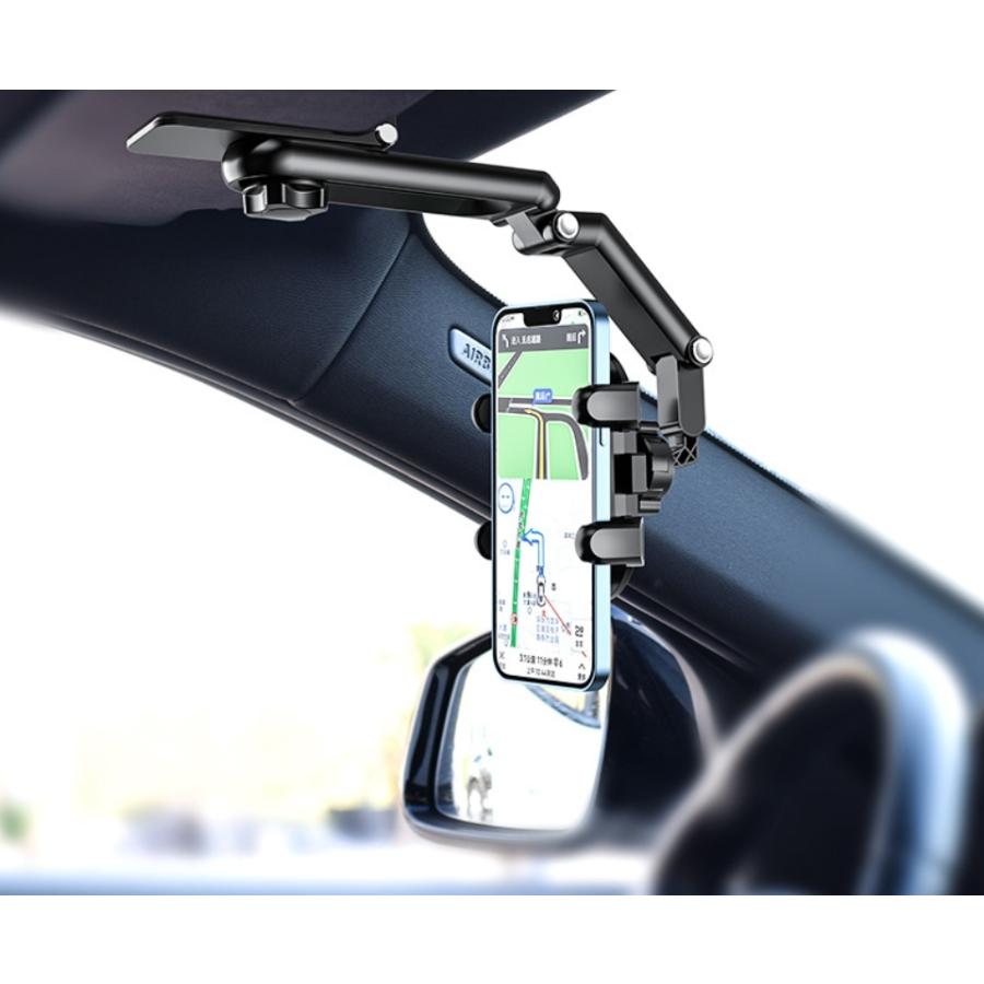 車用スマホホルダー スマホスタンド サンバイザー 車載ホルダー ルームミラー カー用品 車内 360度回転 伸びる 角度調節 休憩中 挟むだけ 後部座 : KAWAeMON - 通販 ...